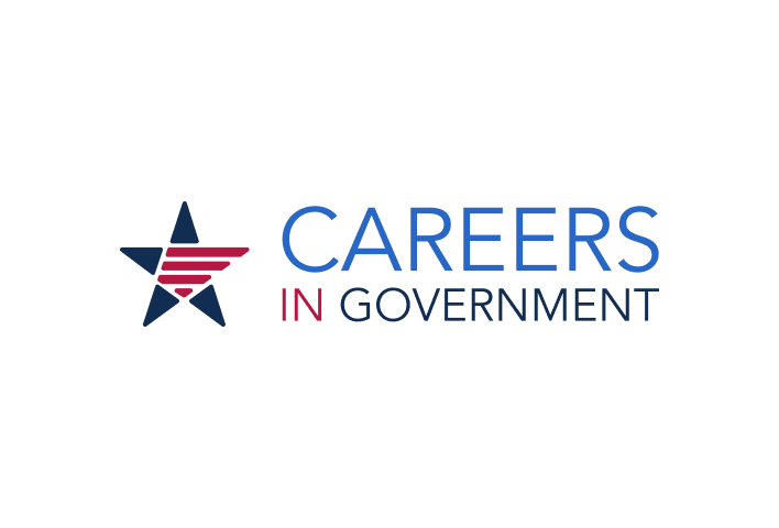 Logo for "Careers in Government," featuring a stylized star composed of ...